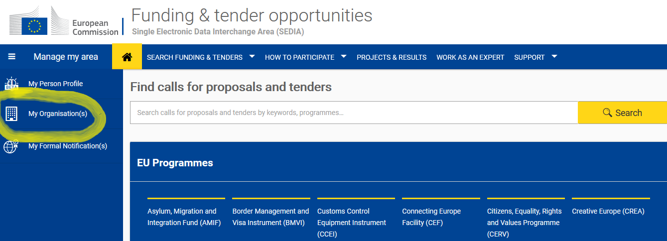How to get a PIC number on the Funding & Tenders Portal?